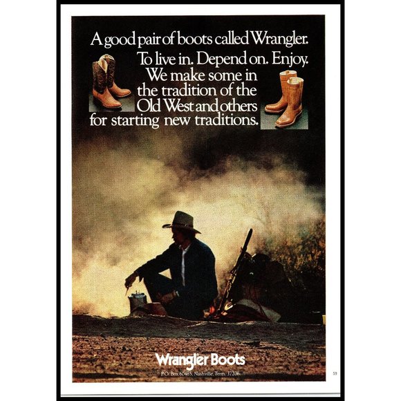 Wrangler Boots | Art | 979 Wrangler Boots Vintage Print Ad Roper Cowboy ...